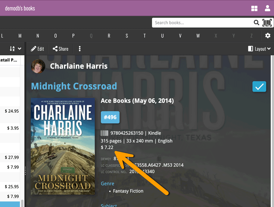 View values and statistics - CLZ Books Web - 1