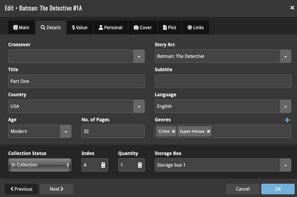 Details tab - Comic Connect - 1
