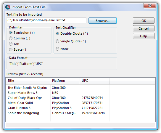 Limited import - Game Collector for Windows - V19