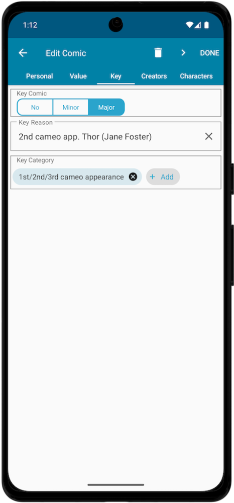 Key tab - CLZ Comics Mobile - 1