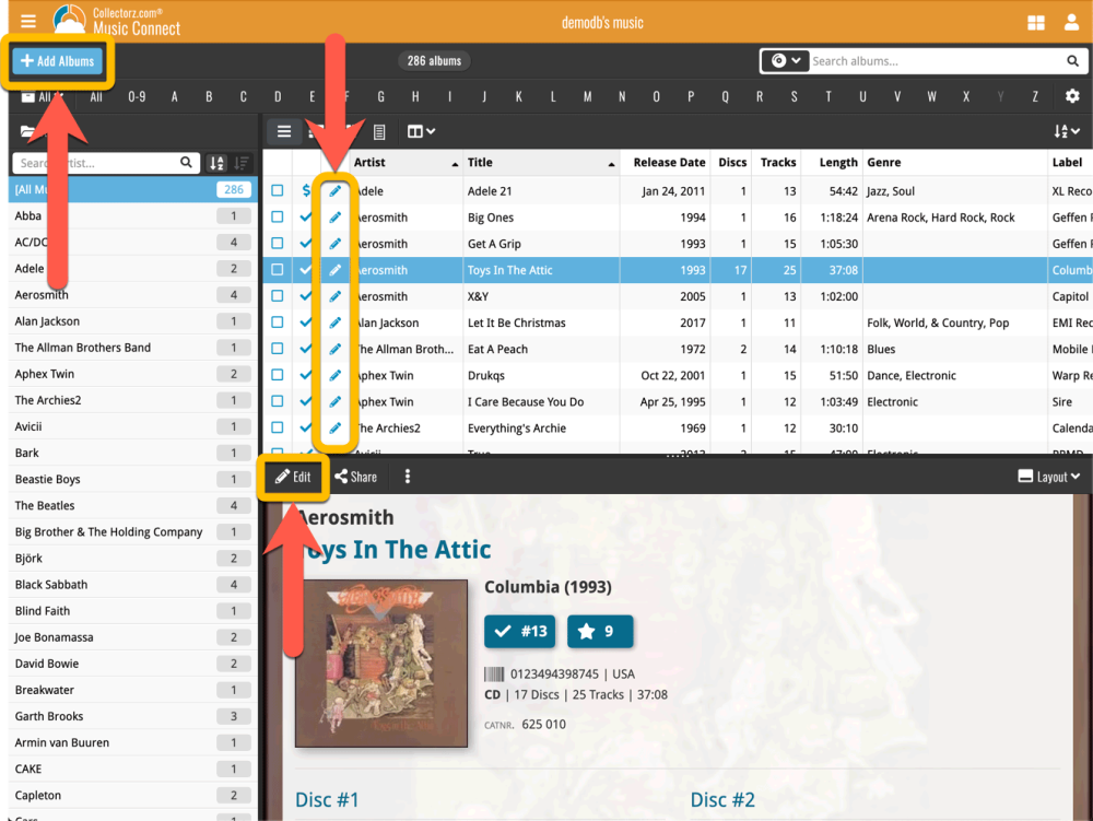Where did my Add and Edit buttons go? - CLZ Music Web - 1
