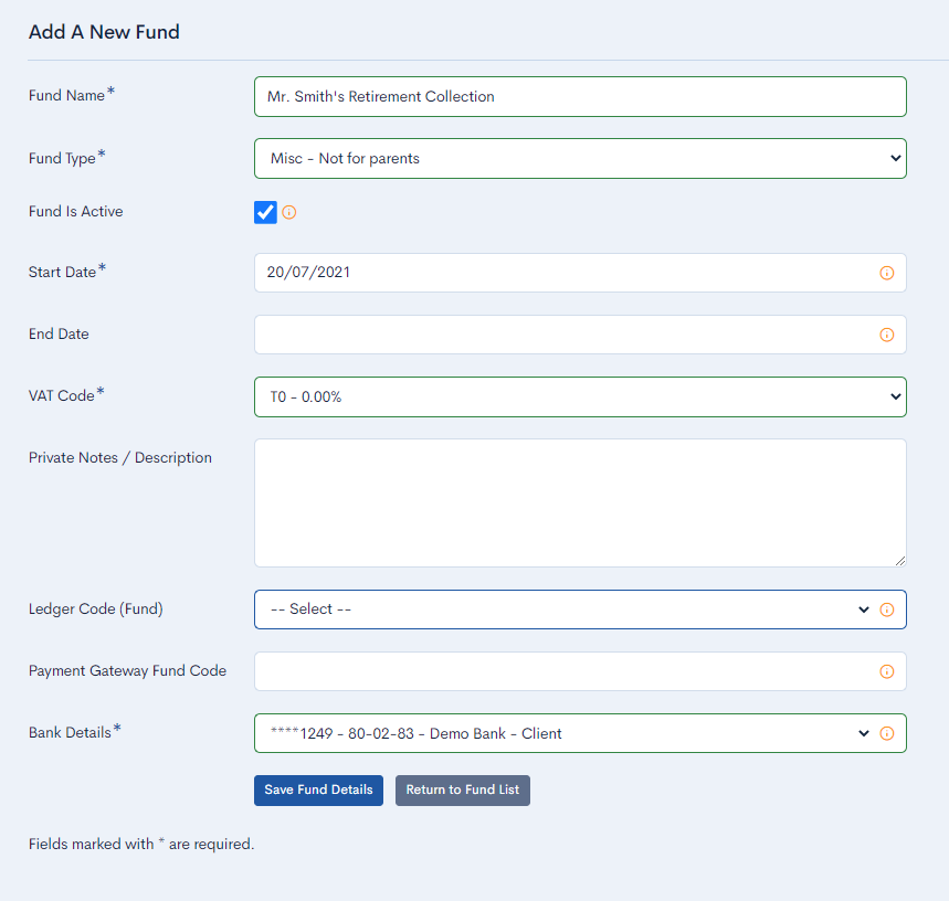 Add a new fund – Misc - iPayimpact - School Login