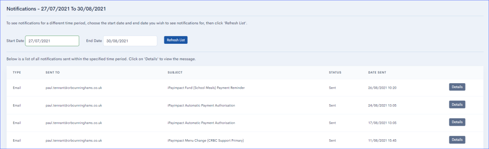 Notifications - iPayimpact - Parent Login