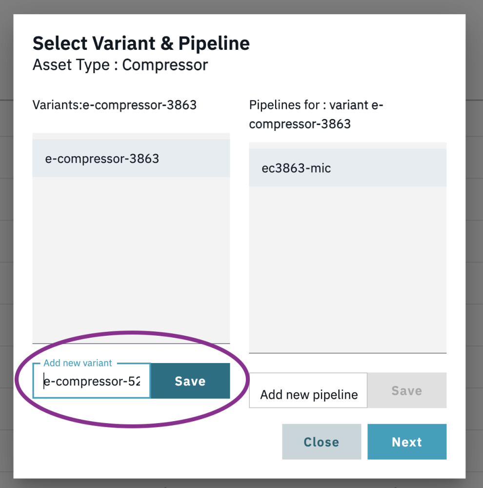 Create new variant and/or pipeline for an existing asset - OtoSense AI ...
