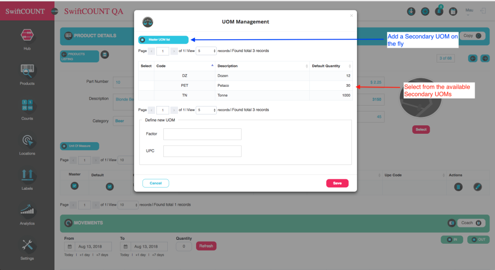 Assigning UOMs to Products - SwiftCount - 1