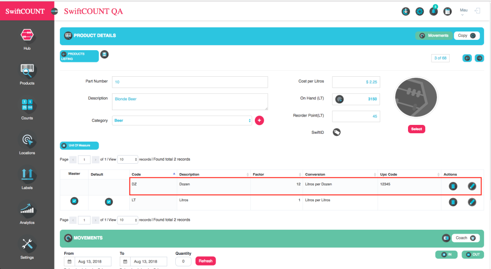 Assigning UOMs to Products - SwiftCount - 1