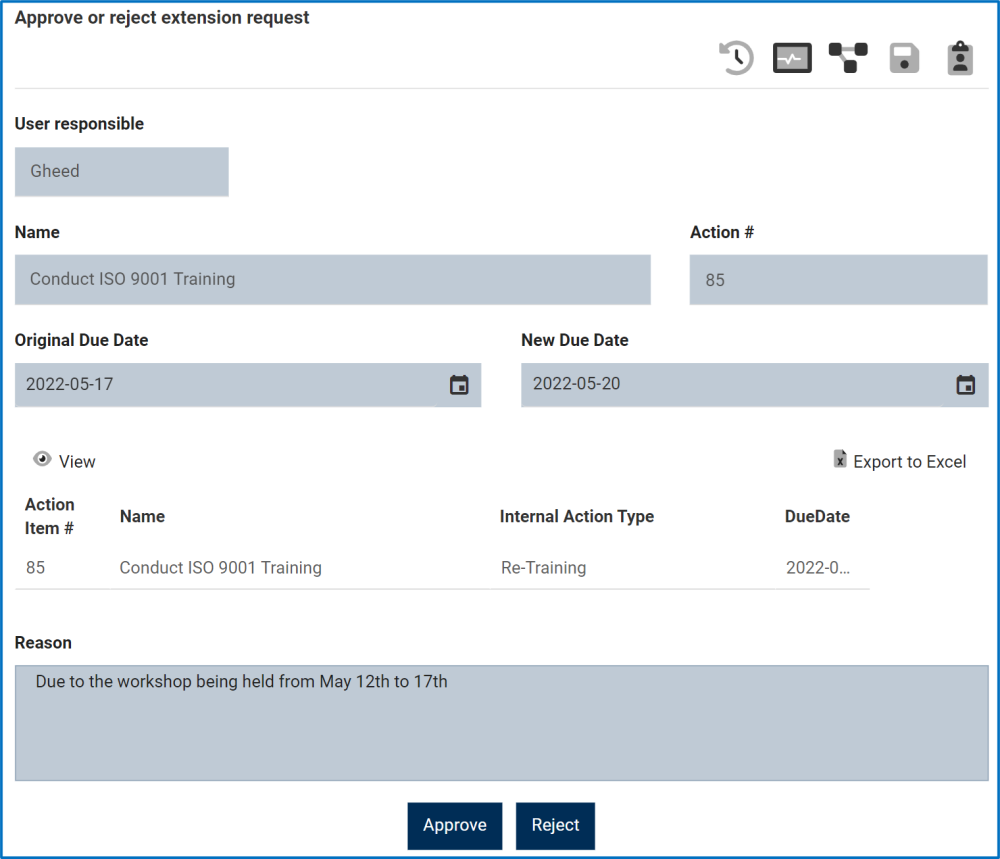 Approve or Reject Extension Request - CAPA - #13