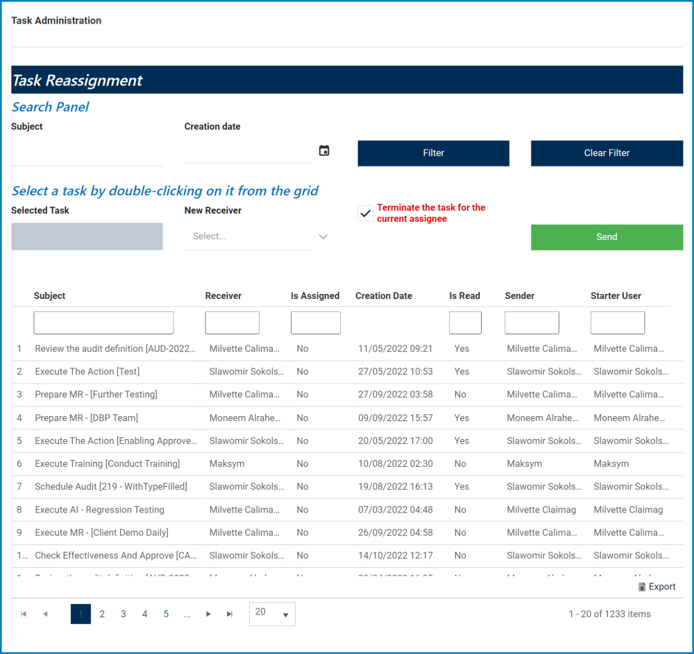 Task Administration - DBP - Admin Application - #14