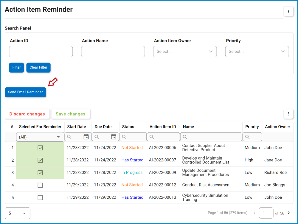 Automatic & Manual Action Item Reminders - Action Items - #14.1