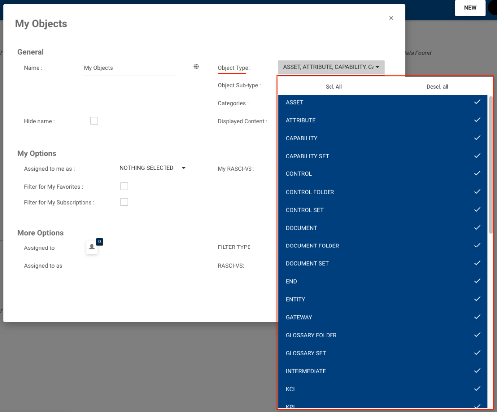 All Object Types Selected when Adding the “My Objects” Widget - EPC ...
