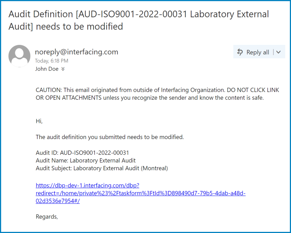 Modify the Audit Definition - Audit - #14