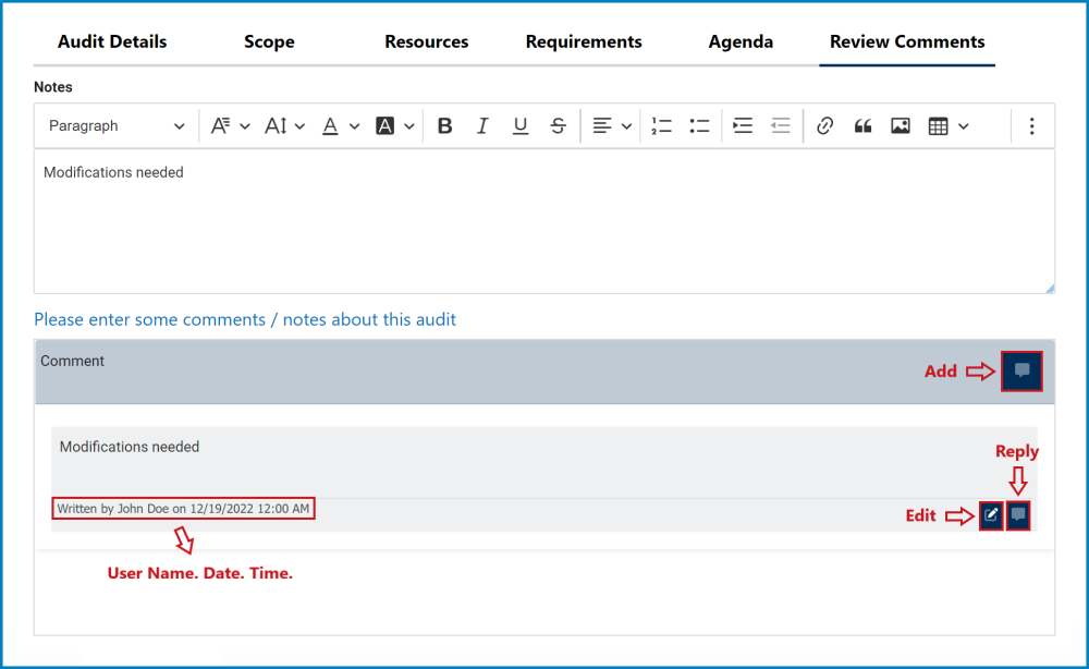 Modify the Audit Definition - Audit - #14