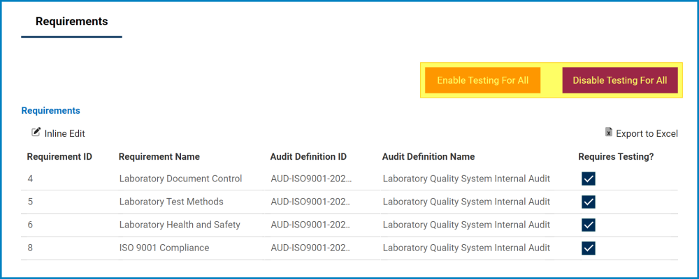 New Audit Plan – Enable and Disable Testing - Audit - #11