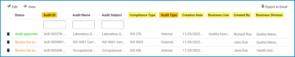 General – UI Changes - Audit - #14