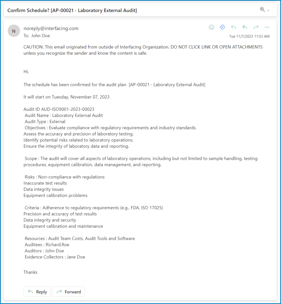 Confirm Schedule - Audit - #14.1