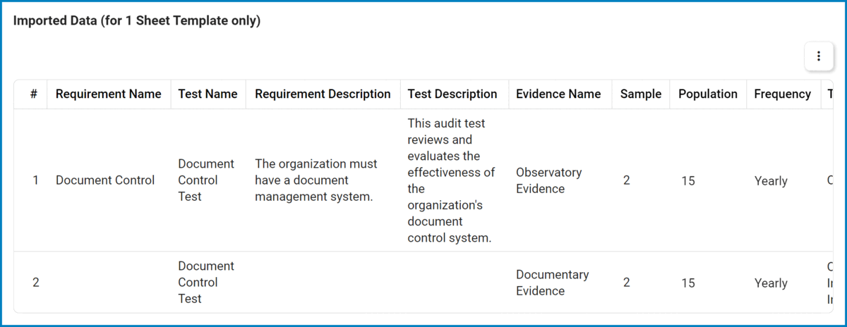 Import Requirements, Tests, and Evidence - Audit - #11.1