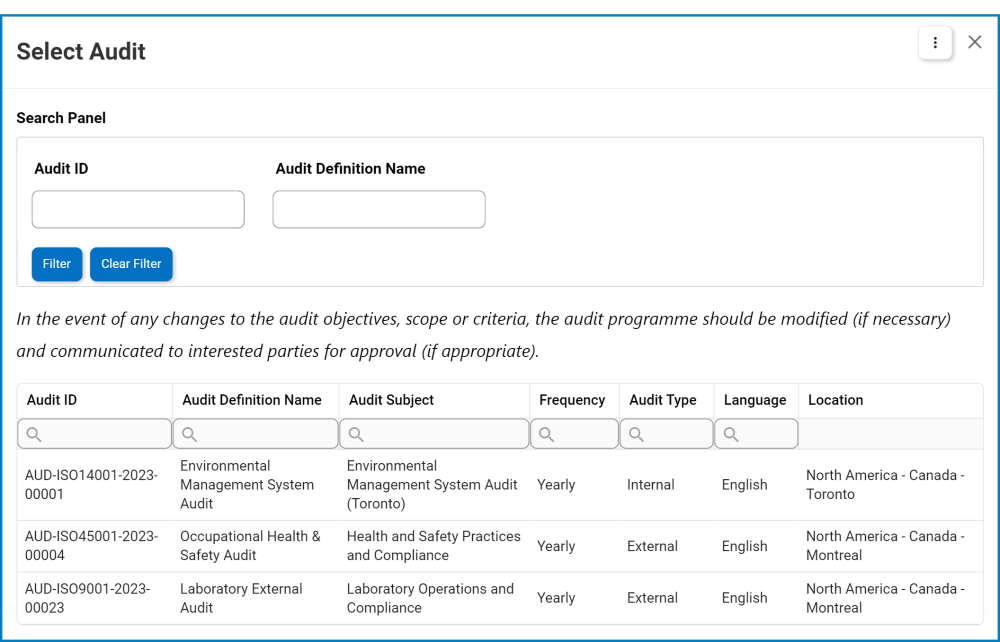 Add Audit Definition to Plan - Audit - #14.1