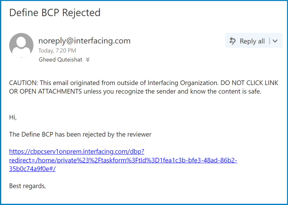 Modify BCP - BCM - #13