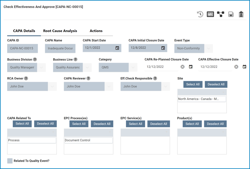 CAPA Details - CAPA - #14