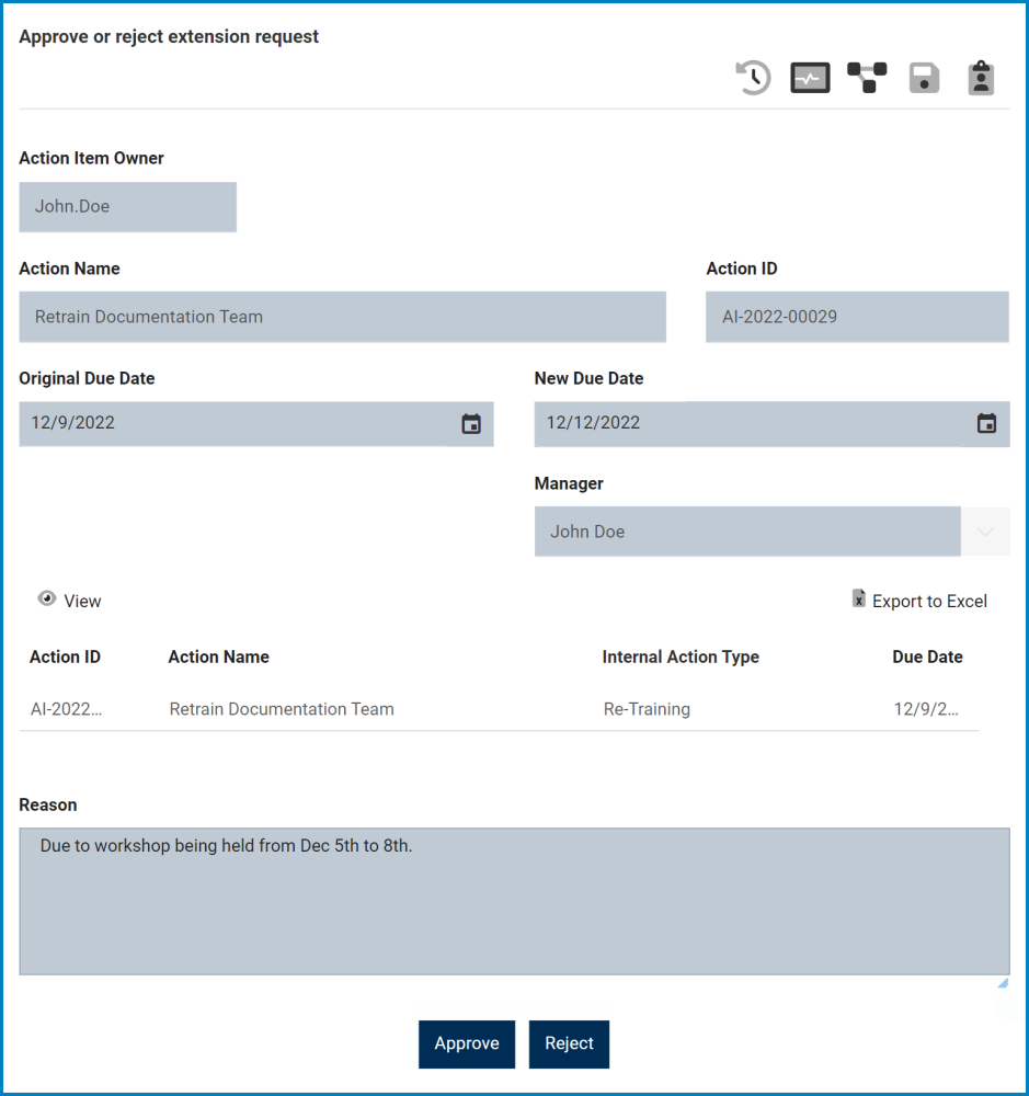 Approve or Reject Extension Request - CAPA - #14