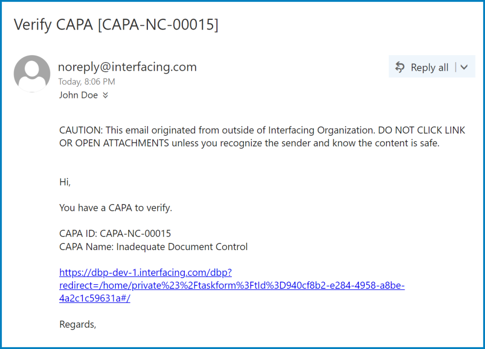 Verify CAPA - CAPA - #14