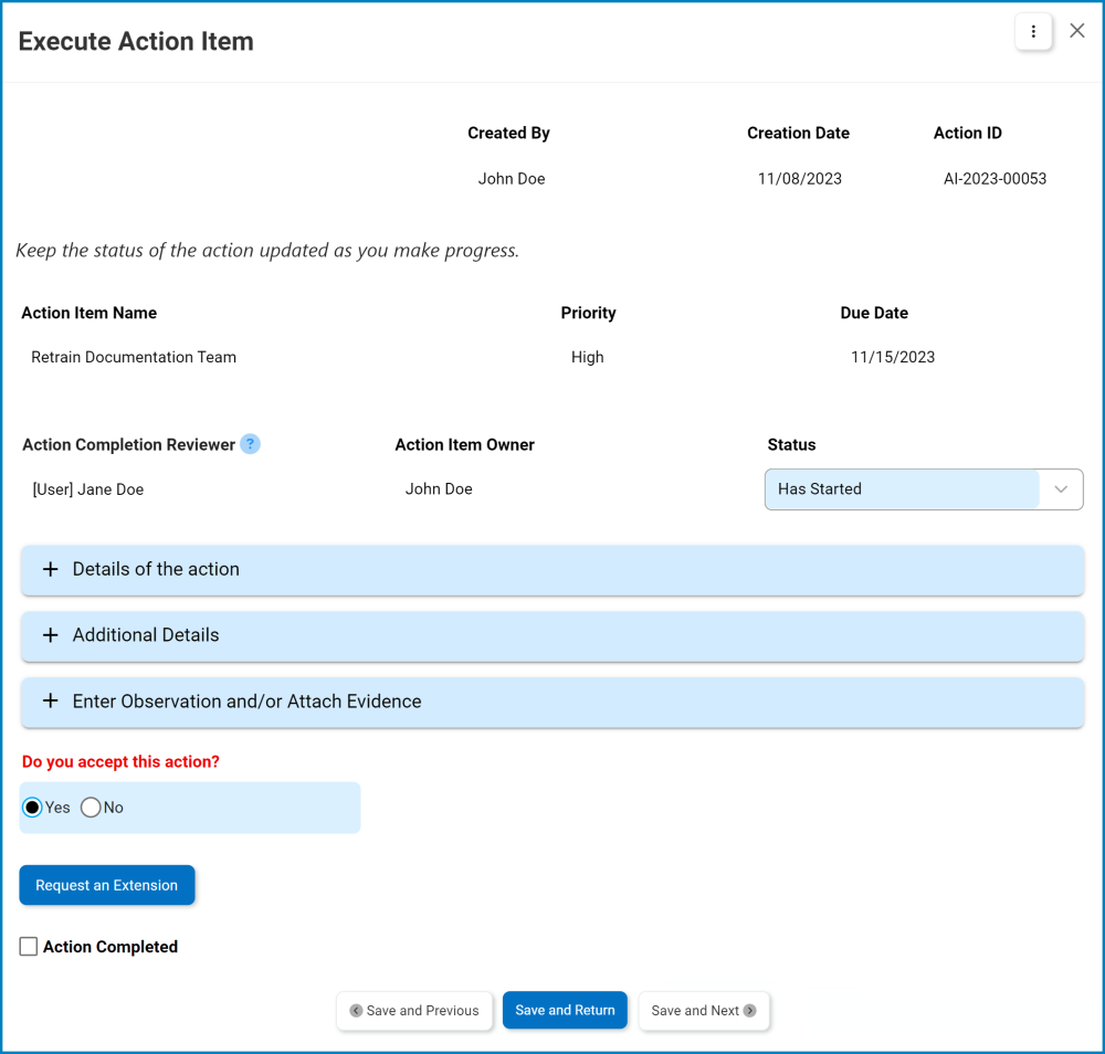 Execute Action Item - CAPA - #14.1