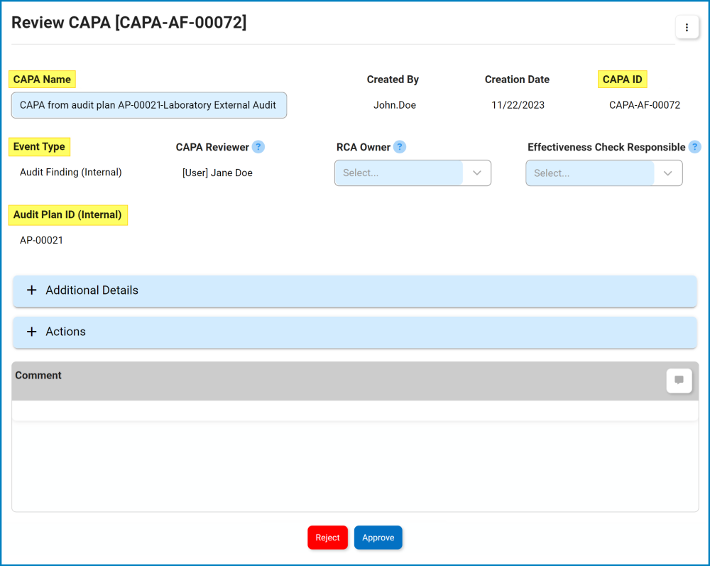 CAPA Triggered From Audit Application - CAPA - #11.1