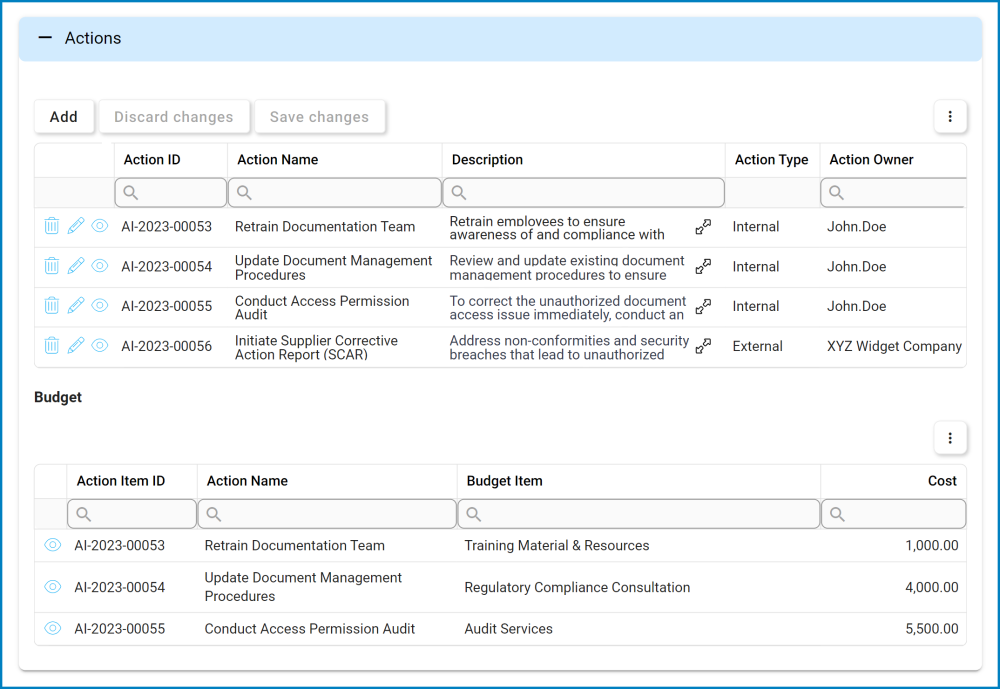Actions - CAPA - #14.1
