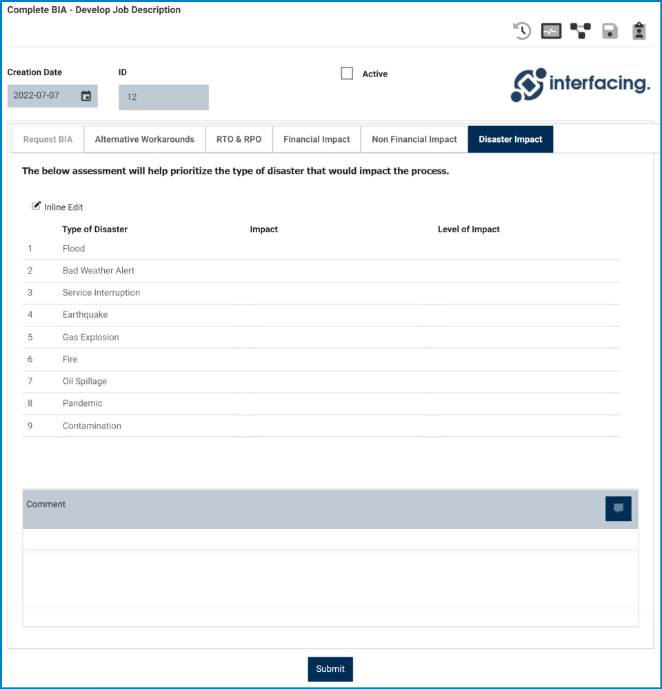 Disaster Impact Tab - BCM - #13