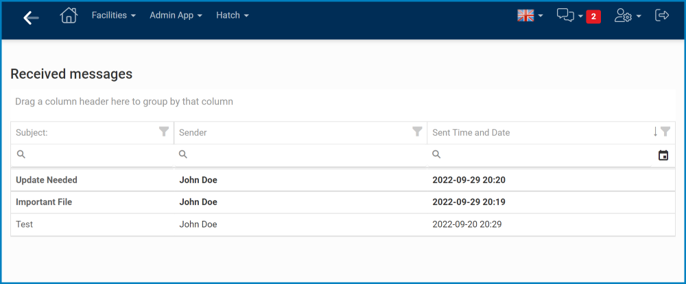View Received Messages - DBP - Web Portal Manual - #14.1