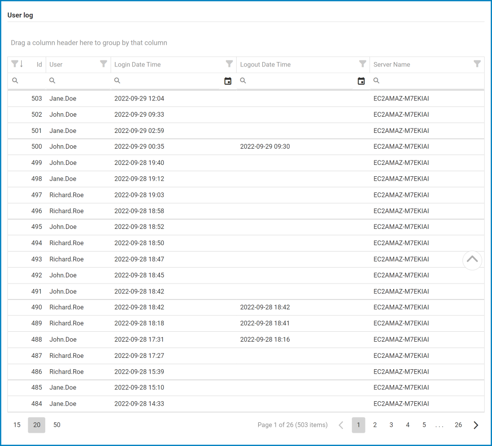 User Log - DBP - Web Portal Manual - #14.1