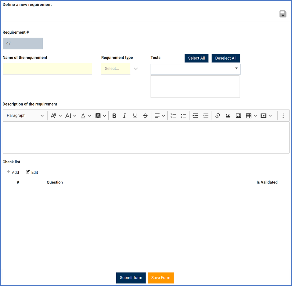 Define a New Requirement - Audit - #10