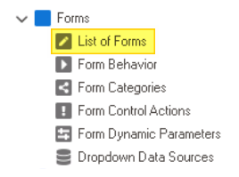 List of Forms - DBP - Designer Manual - #14