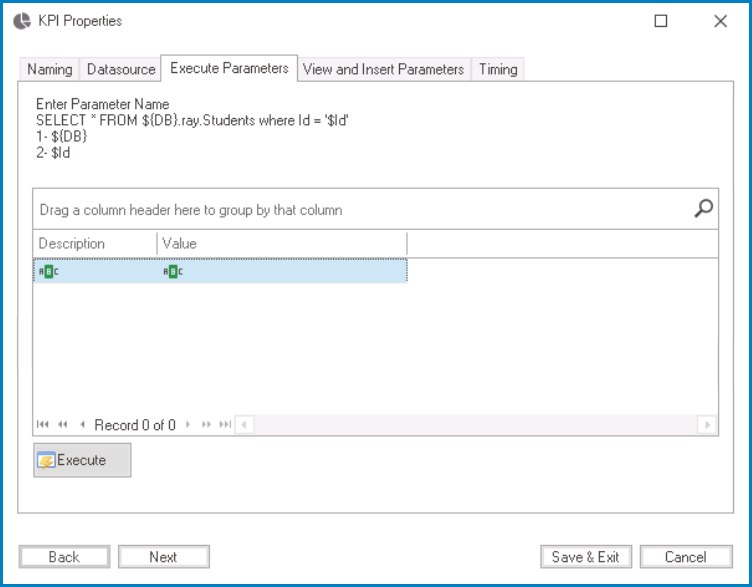 Execute Parameters Tab - DBP - Designer Manual - #14
