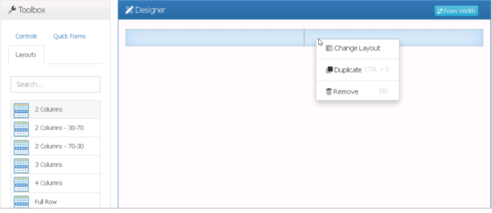 Layout Context Menu - DBP - Designer Manual - #14