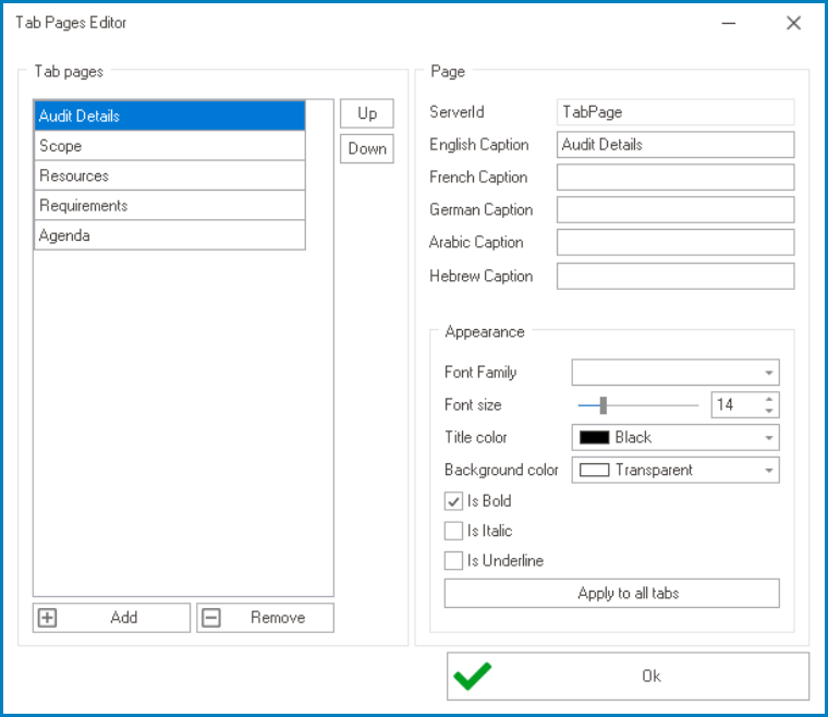 Tab Pages Editor - DBP - Designer Manual - #14