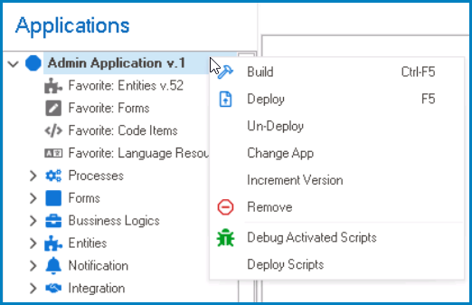 Application Tree Context Menu - DBP - Designer Manual - #14.1