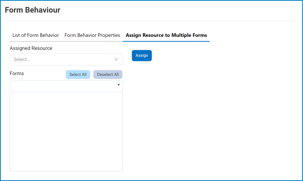 Form Behavior – Assign Resource to Multiple Forms in Web - DBP - Designer Manual - #14.1