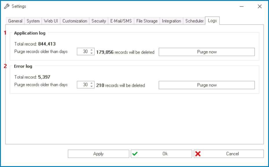 Logs Tab - DBP - Designer Manual - #14.1
