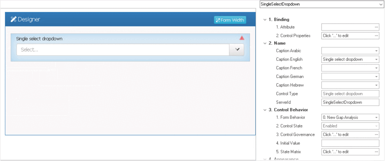 Single-Select Dropdown - DBP - Designer Manual - #14.2.1