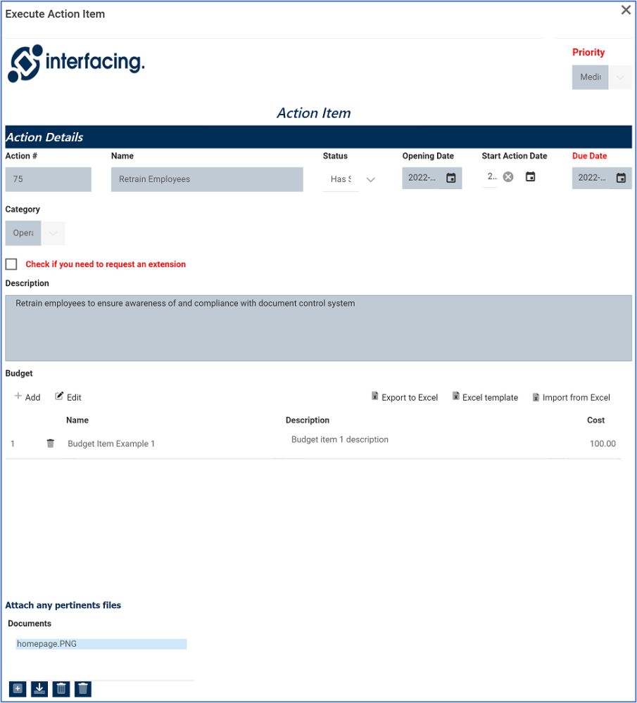 Execute Action Item - Quality Event - #13