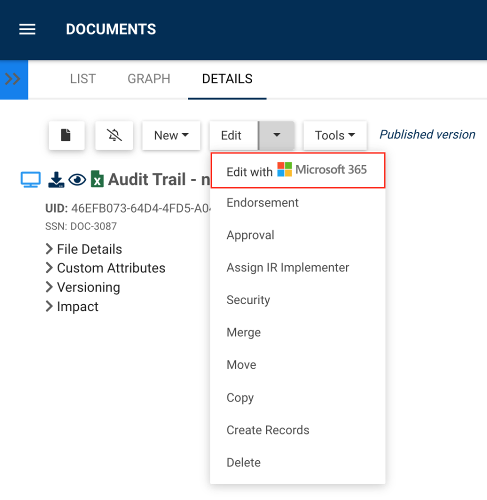 Edit in Microsoft Office 365 - EPC - WebApp Manual - 14.0