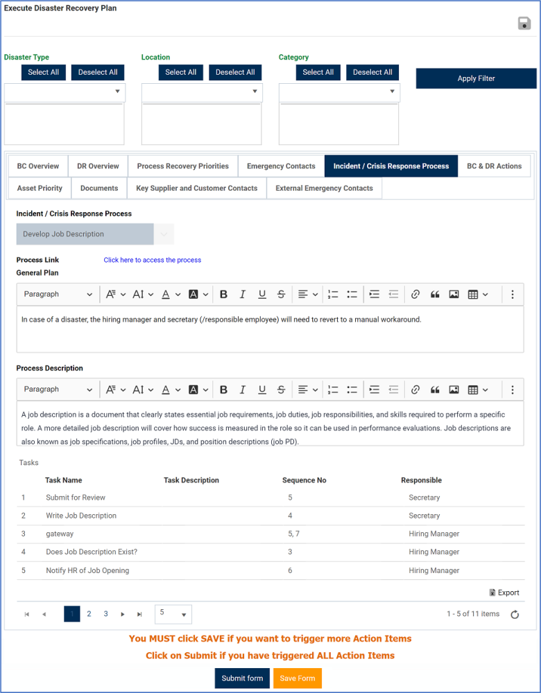 Incident/Crisis Response Process Tab - BCM - #10