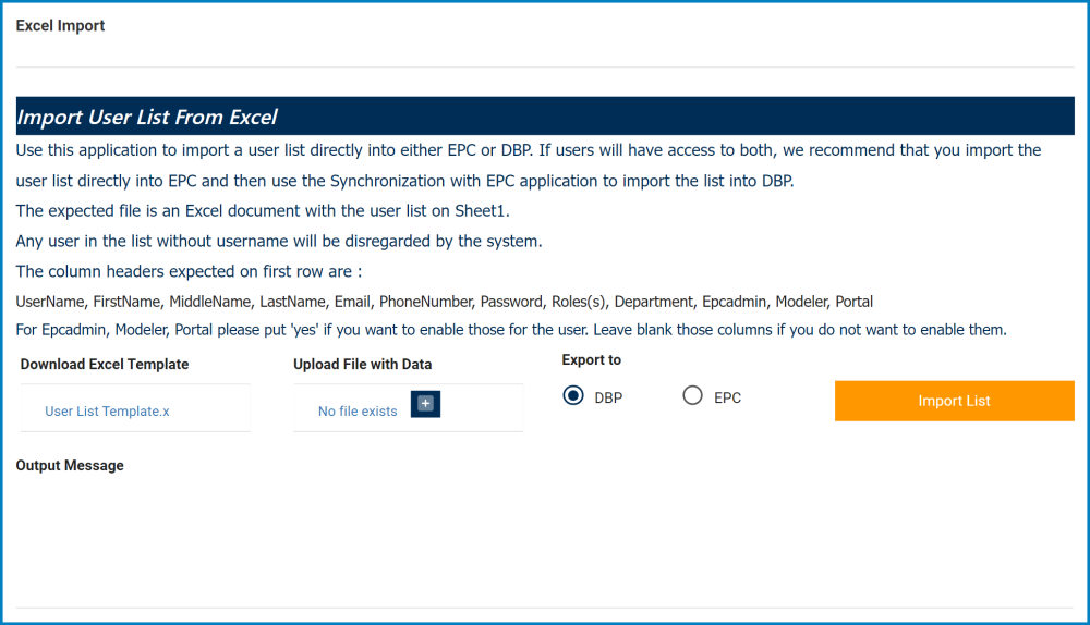 Import Excel - DBP - Admin Application - #13