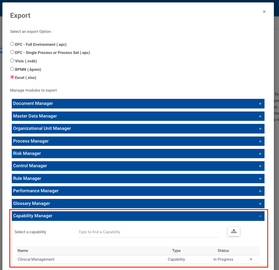 Excel Import & Export of Capability Data - EPC - WebApp Manual - 14.0