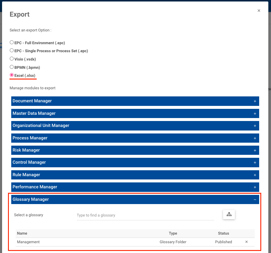 Ability to Import & Export Glossary Objects with Descriptions - EPC - WebApp Manual - 14.0