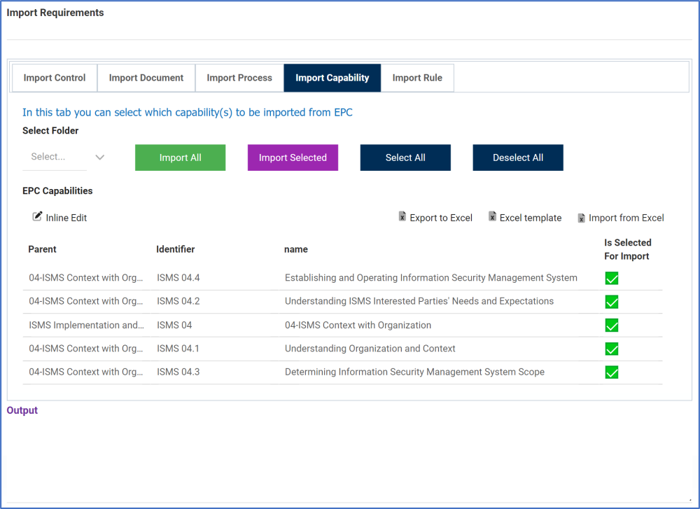 Import Capability Tab - Audit - #10