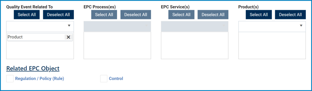 Relate Product to EPC Object - DBP - QMS - Quality Event - #11
