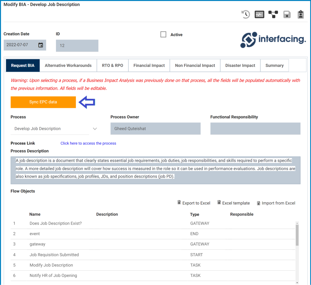 Modify BIA - BCM - #13
