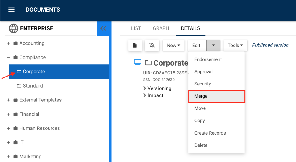Merge Action Added To Capability Terms Folders And Sets Epc Webapp Manual 140